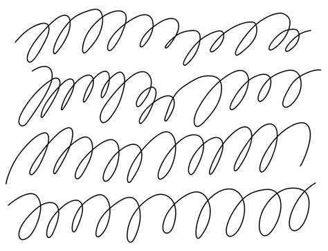 Hand Drawn Thin Swirled Lines Collection Doodle Style Vector Black
