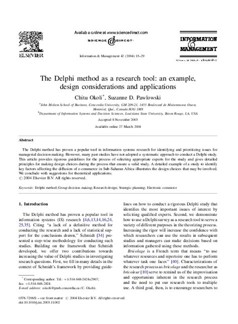 Pdf The Delphi Method As A Research Tool An Example Design