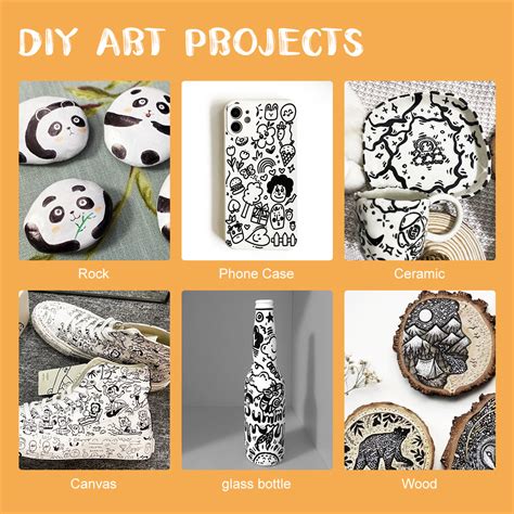 Arrtx 8 Pack Black Colors Acrylic Marker Brush Tip And Fine Tip Dual Arrtxart