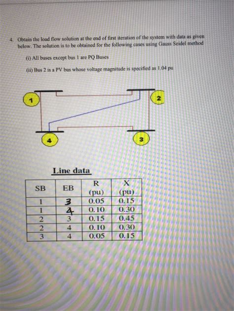 Solved 4 Obtain The Load Flow Solution At The End Of First
