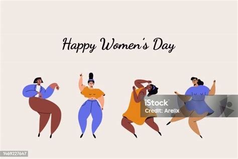 춤추는 여자들 만화 다양 한 여성 캐릭터 국제 여성의 날 연대 개념 벡터 평면 그림 춤에 대한 스톡 벡터 아트 및 기타 이미지 춤 International Womens