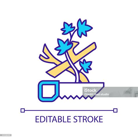 Pruning Unwanted Branches Of Trees Rgb Color Icon Stock Illustration