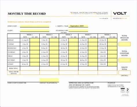 Monthly Timesheet Template Excel Excel Templates
