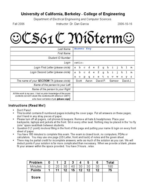 Cs61c Midterm University Of California Berkeley College Of