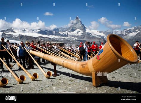 A Giant Alphorn Is On Display While 508 Alphorn Blowers Play Together