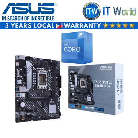 Itw Intel Core I5 12400f Processor With Asus Prime B660m K D4 Motherboard Bundle Lazada Ph