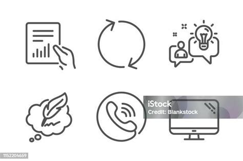 문서 저작권 채팅 및 콜센터 아이콘을 설정 합니다 아이디어 새로 고침 및 컴퓨터 표시 벡터 고급에 대한 스톡 벡터 아트 및 기타 이미지 Istock