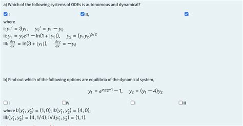 Solved A Which Of The Following Systems Of Odes Is