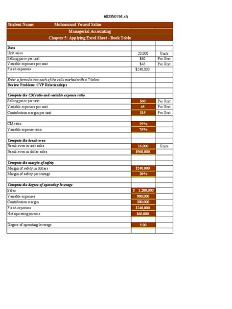 Chapter 5 Applying Excel Required 1 Pdf