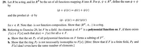 Solved 29 Let R Be A Ring And Let RR Be The Set Of All Chegg Com