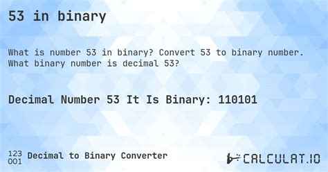 53 In Binary Calculatio