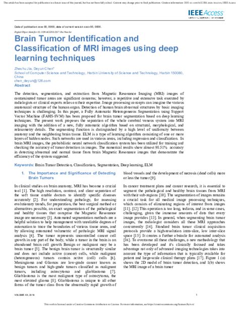Pdf Brain Tumor Identification And Classification Of Mri Images Using