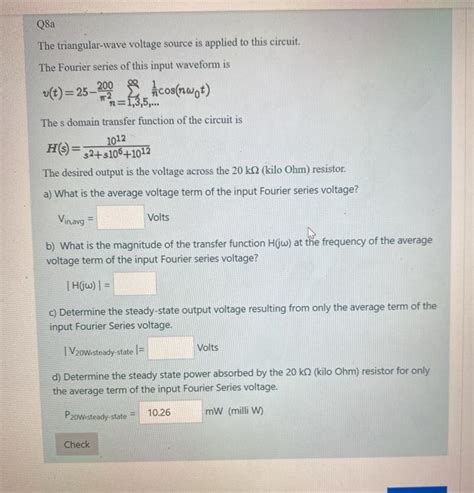 Solved Q8a The Triangular Wave Voltage Source Is Applied To