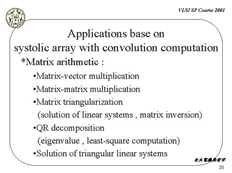 Vlsi Sp Course 2001 Why Systolic Architecture H