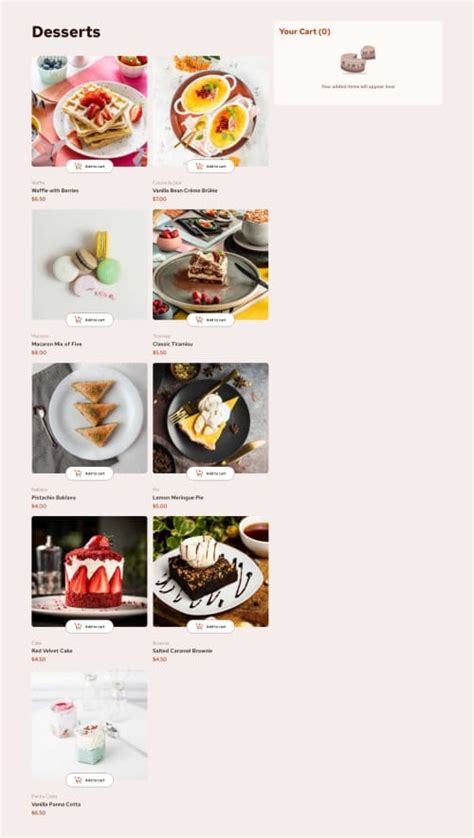 Frontend Mentor Product Cart Solution Coding Challenge Solution