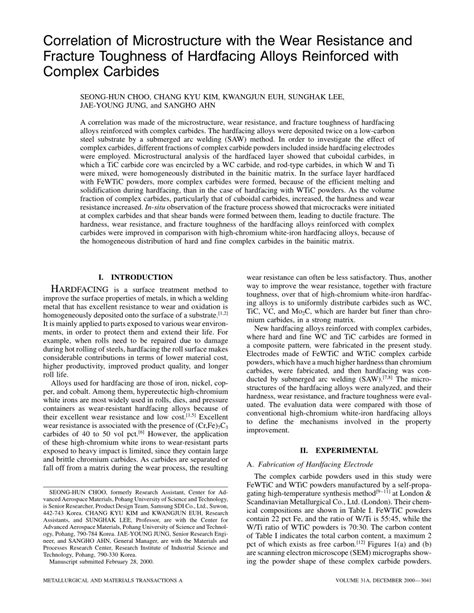 Pdf Correlation Of Microstructure With The Wear Resistance And Fracture Toughness Of