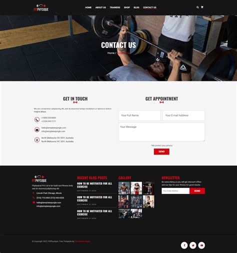 FitPhysique Free Responsive Fitness Gym HTML CSS Template TemplatesJungle Com