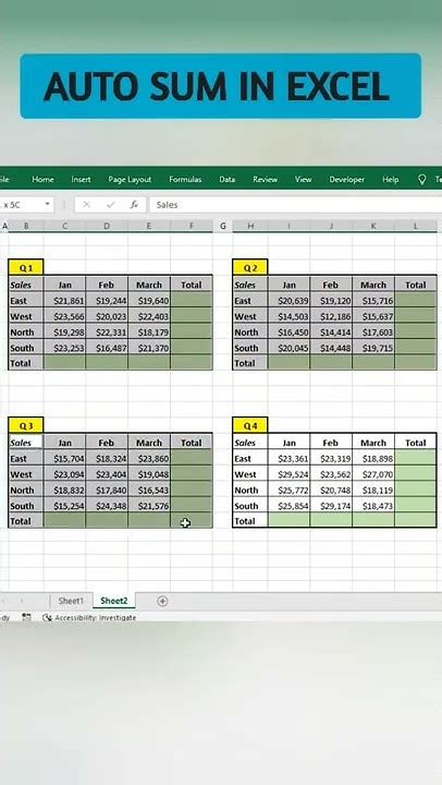 Shorts Auto Sum In Excel Excel Sum Trick Swapnjeet