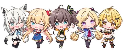 ホロライブ5周年 おめでとうございます ホロライブ1期生 ともずホロメン毎日デフォルメのイラスト