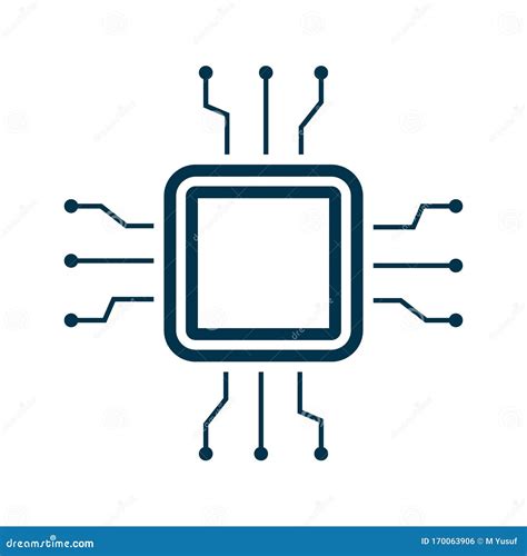 Microchip Line Icon CPU Central Processing Unit Computer Processor