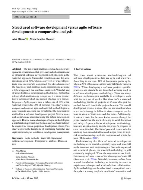 Pdf Structured Software Development Versus Agile Software Development A Comparative Analysis