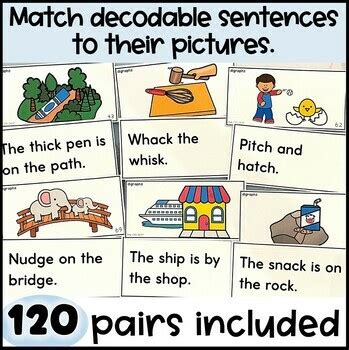 Digraphs Matching Game Decodable Sentences With Pictures Matching