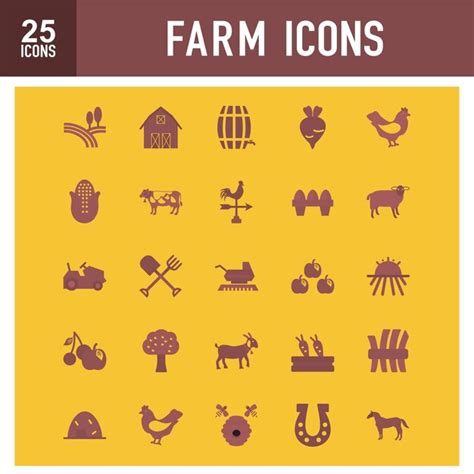 기본 농업 및 농업 아이콘 프리미엄 벡터