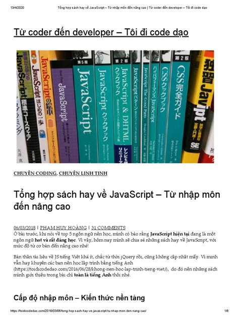 Tổng Hợp Sách Hay Về Javascript Từ Nhập Môn Đến Nâng Cao Từ Coder