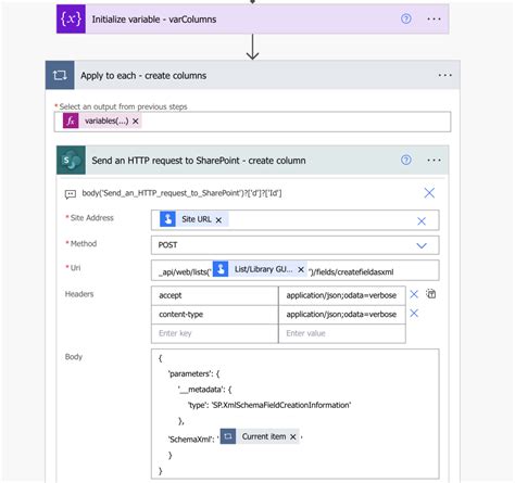 how to create a new sharepoint list column with power automate flow