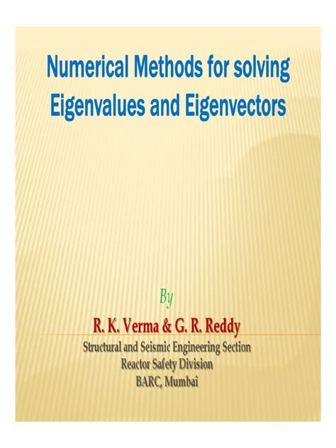 Numerical Methods For Solving Eigenvalues And Eigenvectors Pdf
