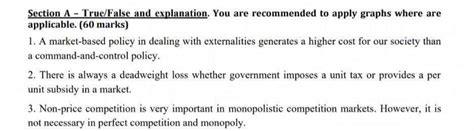 Solved Section A ﻿truefalse And Explanation You Are