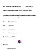 BUS Assignment KSample Pdf Ch Introduction To Human Relations Assignment Graded