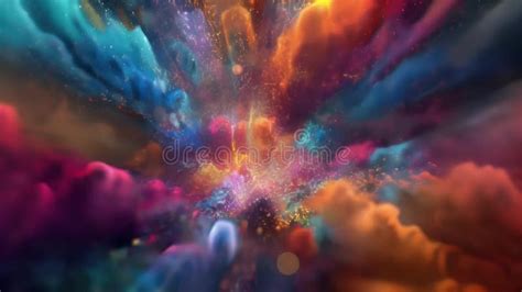 an abstract explosion of colored particles each one merging and