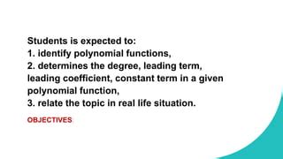 POLYNOMIAL FUNCTION Pptx Physics Science