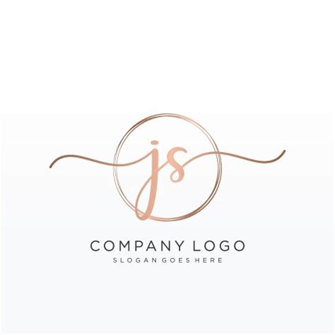 Js Initial Handwriting Logo With Circle Template Vector Image