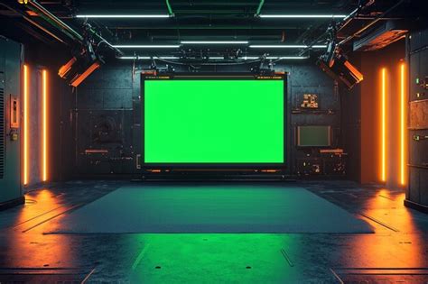 Streamer With A Dynamic Green Screen And Detailed Premium Ai