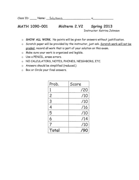 Math 1090 001 Midterm 2v2 Spring 2013