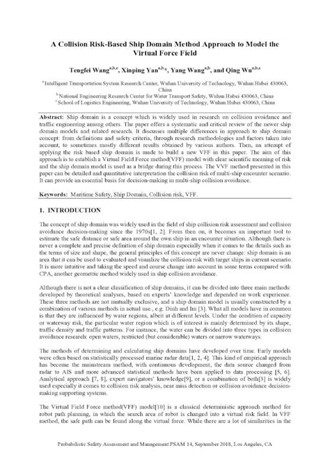 Pdf A Collision Risk Based Ship Domain Method Approach To · Paper