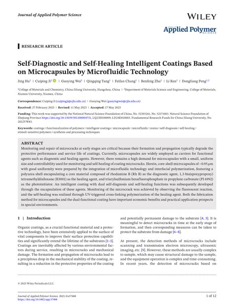 Self‐diagnostic And Self‐healing Intelligent Coatings Based On Microcapsules By Microfluidic