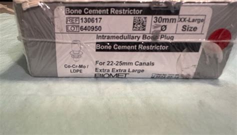 New Biomet 130617 Bone Cement Restrictor Xx Large Size Bone Plug X