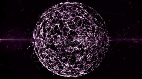 Abstract Geometric Background With Moving Lines Dots And Triangles Sphere Globe And Space In