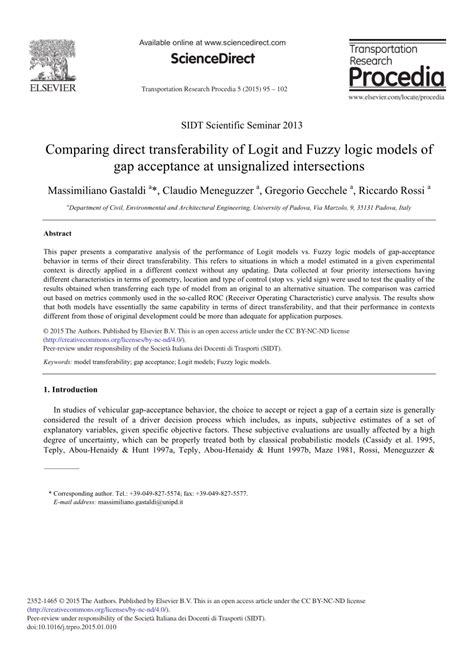 PDF Comparing Direct Transferability Of Logit And Fuzzy Logic Models
