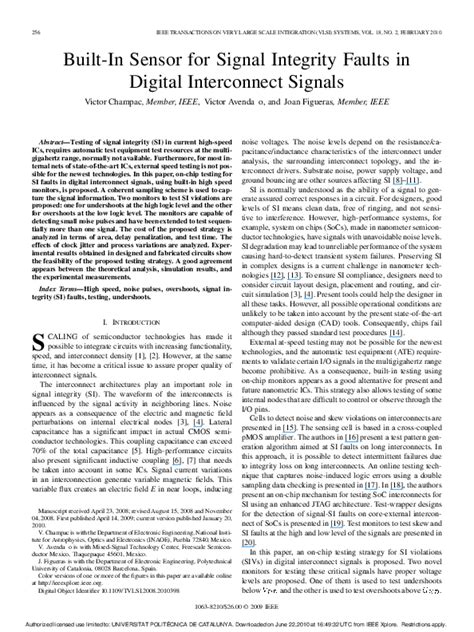 Pdf Built In Sensor For Signal Integrity Faults In Digital Interconnect Signals