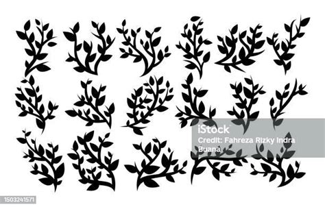천연 에코 리프 디자인 템플릿 세트입니다 유기 식물 아이콘 벡터의 실루엣입니다 0명에 대한 스톡 벡터 아트 및 기타 이미지 0명 관목 나무 Istock