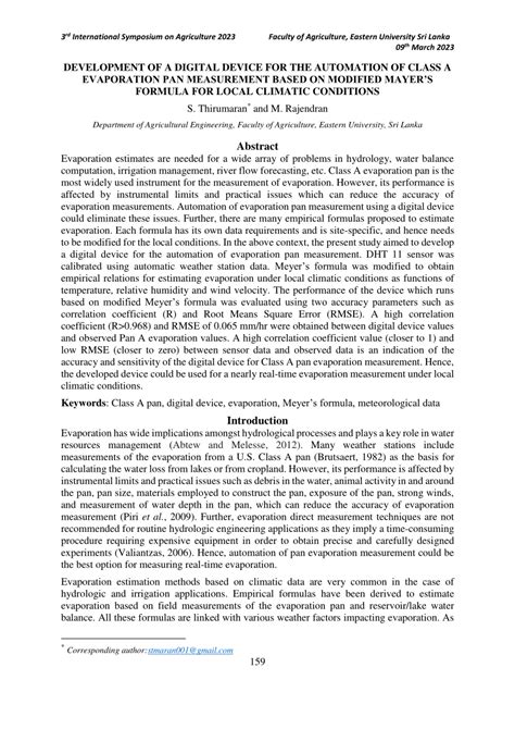 Pdf Development Of A Digital Device For The Automation Of Class A Evaporation Pan Measurement