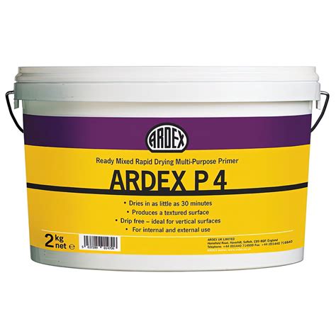 Ardex P4 Multi Purpose Primer 8kg White Textured Surface Grip Fast Drying