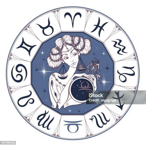 조디악 로그인 천칭 자리는 아름 다운 여자로 서입니다 운세입니다 점성술입니다 빅터 개념에 대한 스톡 벡터 아트 및 기타 이미지 개념 개념과 주제 귀여운 Istock