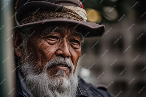 premium ai image closeup of wise elderly man reflective and aged