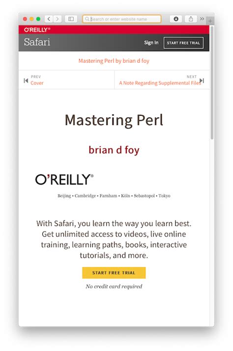 Read Mastering Perl For Free In Safari Online Mastering Perl