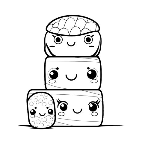 Cute Sushi Coloring Pages [2025]